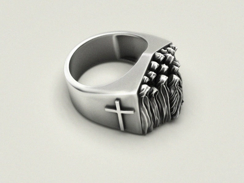 Heavy Unique Mens Creepy Ghost Ring Biker Ring Rider Ring in 925 ...