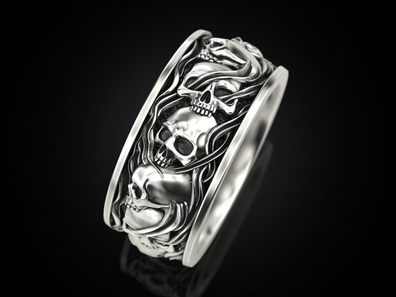 Flame Skull Ring Fire Ring Smoke Skull Fire Skull Biker - Etsy