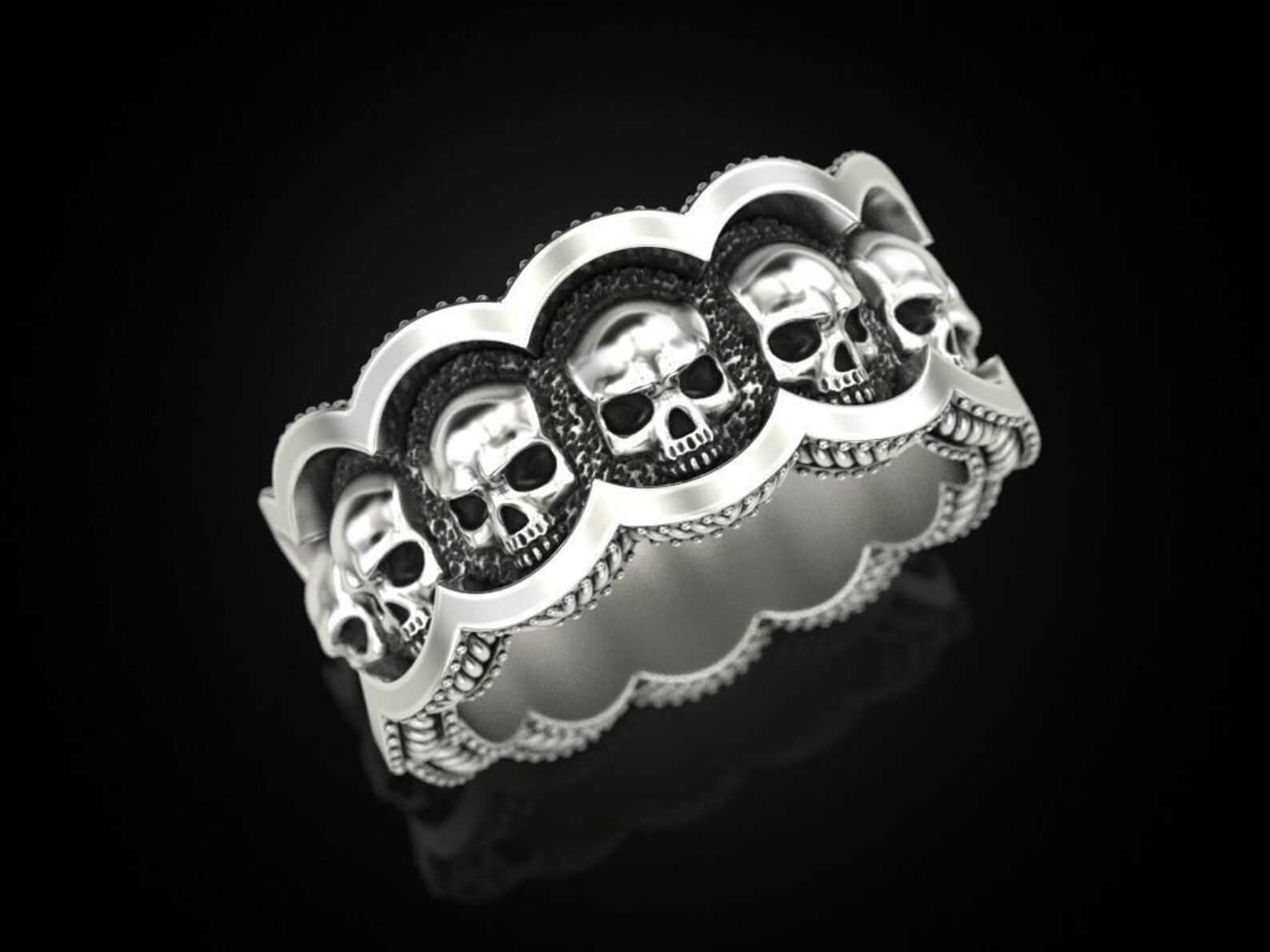 Gothic Skull Coin Ring Gothic Skull Wedding Band Ring Gothic Ring Skull ...