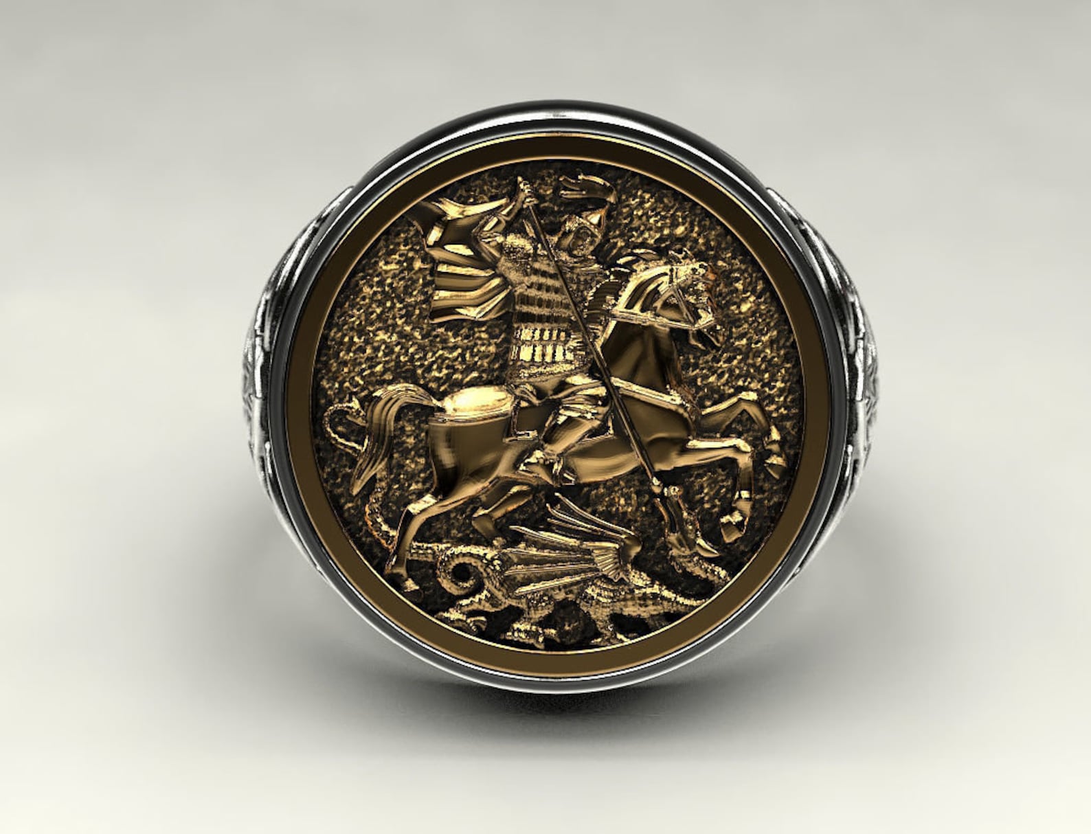 Dragon St George Ring Iconographic Roman Soldier Mens Ring | Etsy