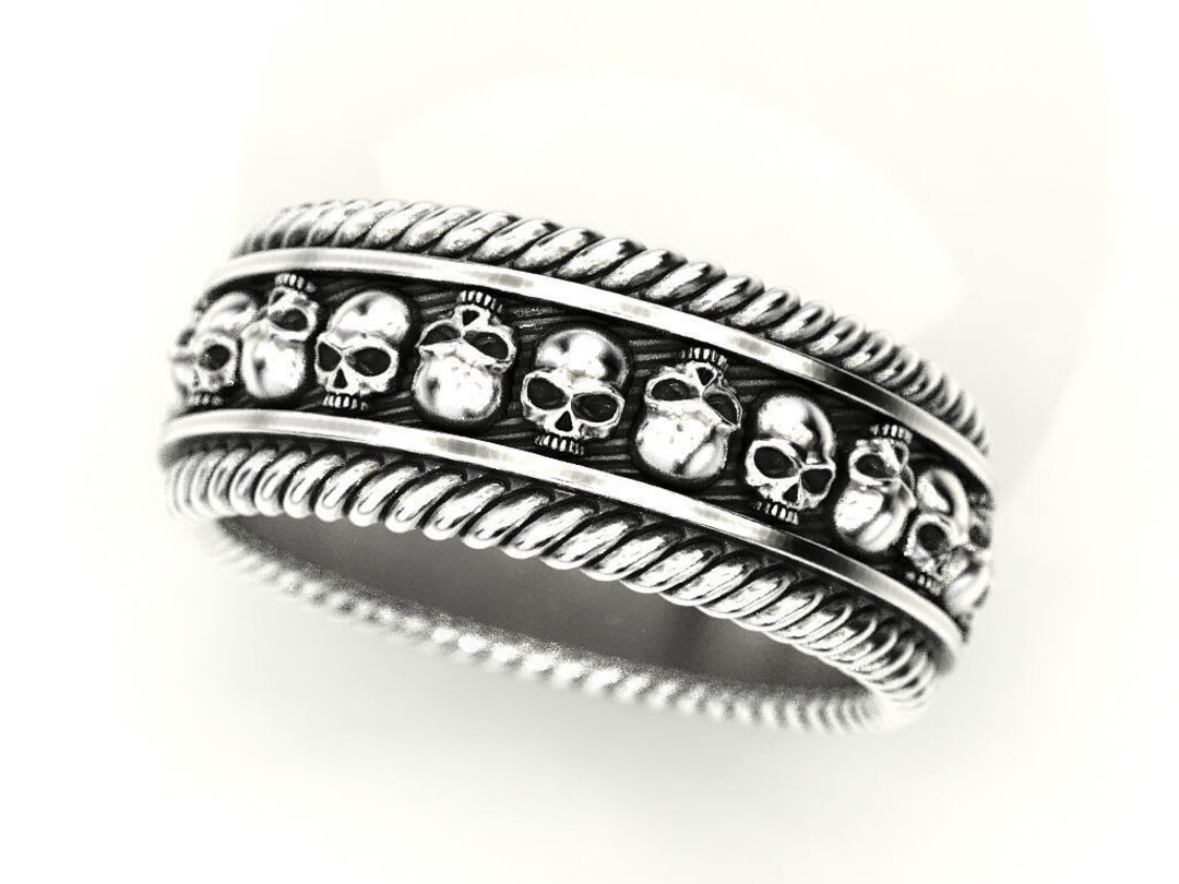 Gothic Skull Wedding Band Ring Gothic Ring Skull Band Gothic Punk ...