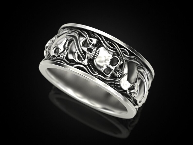 Flame Skull Ring Fire Ring Smoke Skull Fire Skull Biker - Etsy