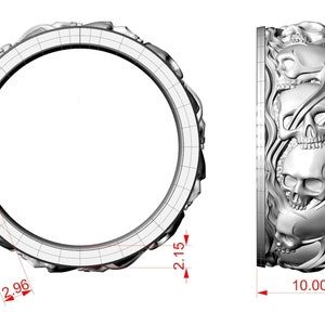 Flame Skull Ring, Fire Ring, Smoke Skull, Fire Skull, Biker Ring, Man ...