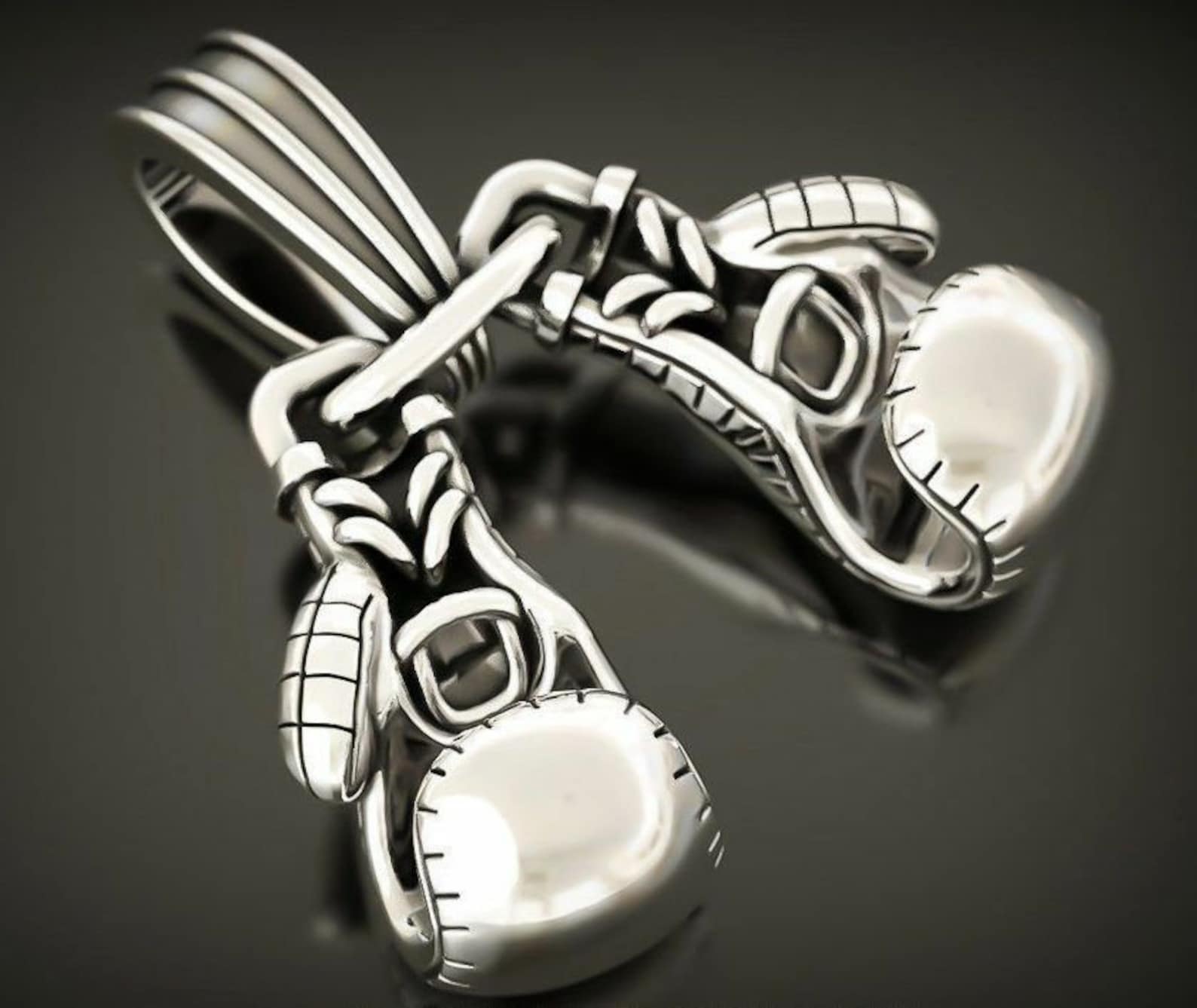 Boxing Gloves Pendant in 925 Sterling Silver Boxer Glove Charm Sport ...