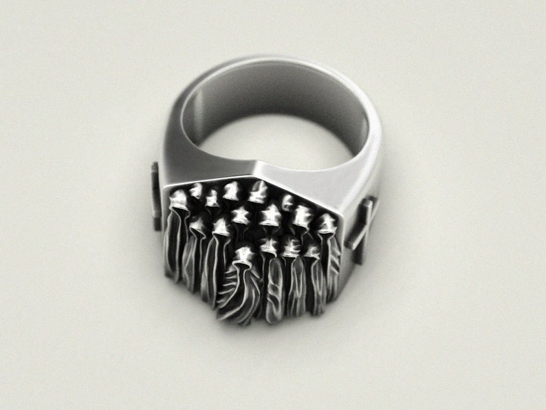 Heavy Unique Mens Creepy Ghost Ring Biker Ring Rider Ring in 925 ...
