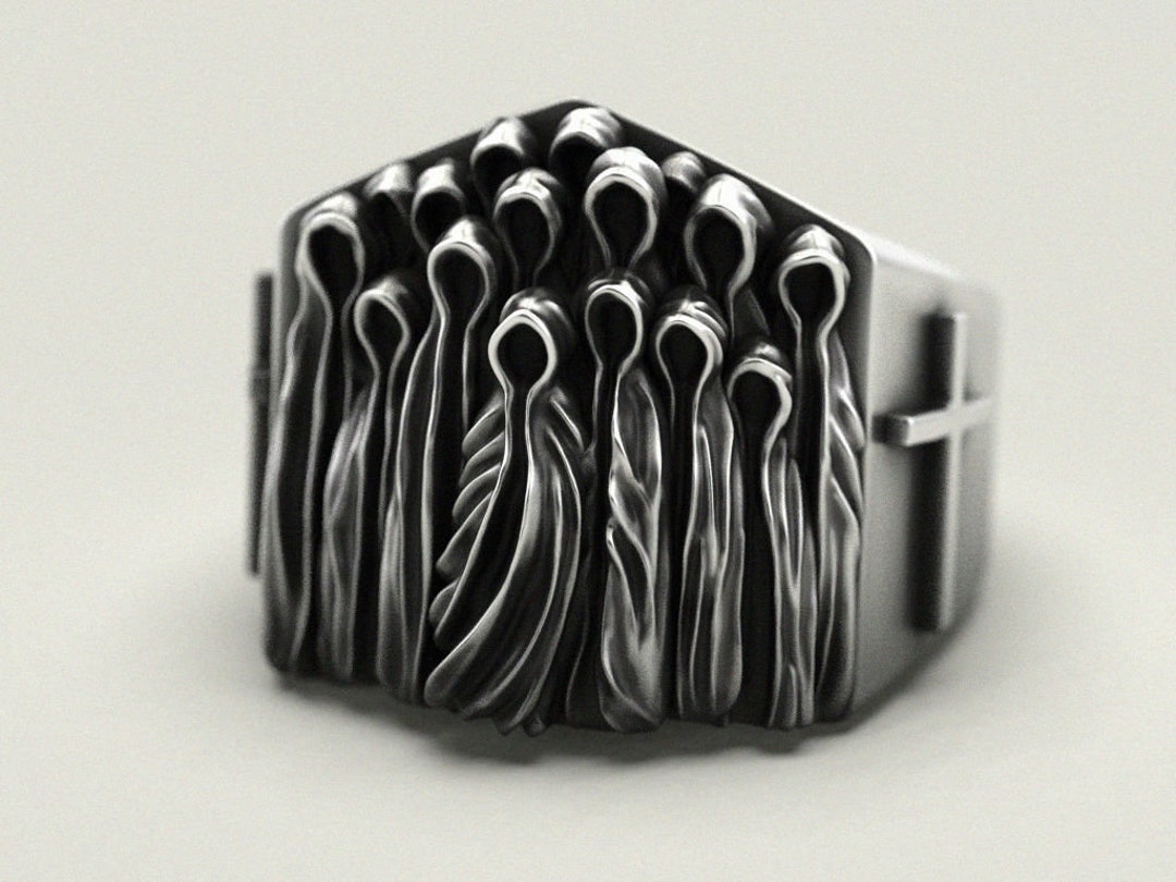 Heavy Unique Mens Creepy Ghost Ring Biker Ring Rider Ring in 925 ...