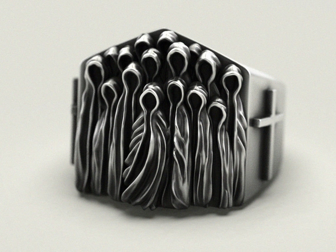 Heavy Unique Mens Creepy Ghost Ring Biker Ring Rider Ring in 925 ...