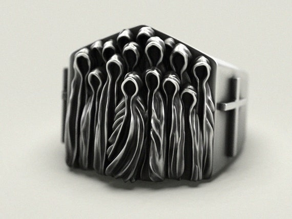 Heavy Unique Mens Creepy Ghost Ring Biker Ring Rider Ring in | Etsy