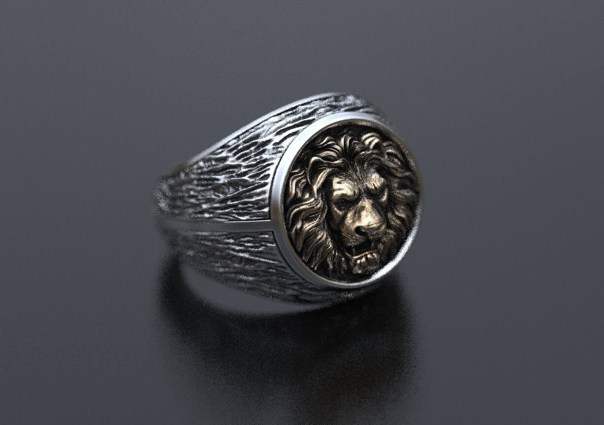 Stylish Male Ring With a Lion 925 Sterling Silver Lion Head | Etsy