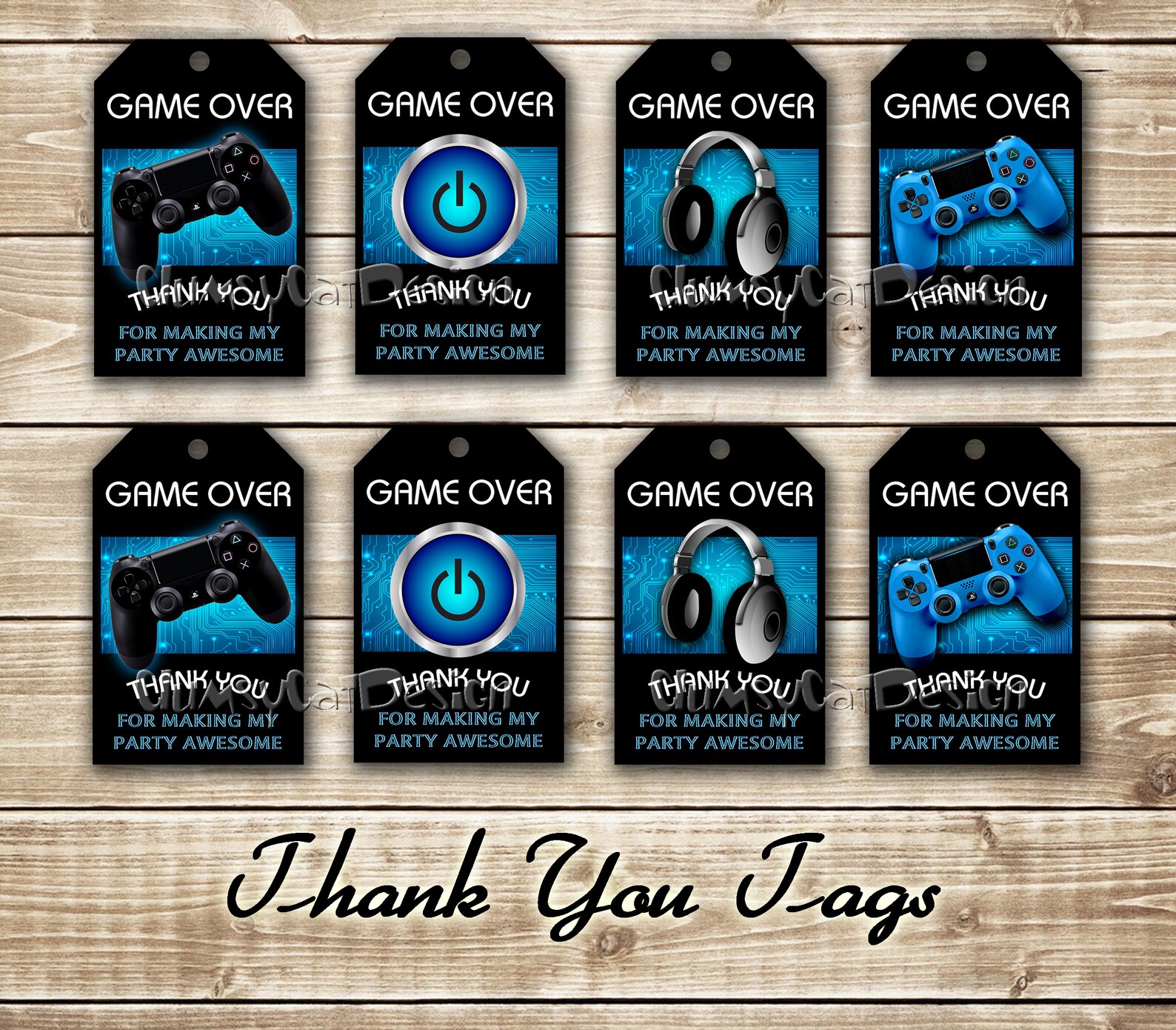 Game thank you tags Video game tags Video Gamer Party Favor | Etsy