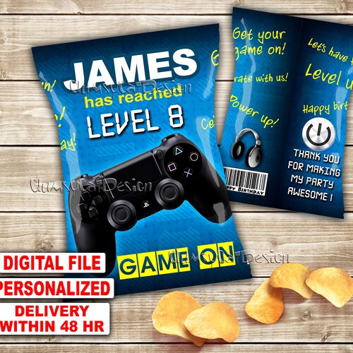 P003 Editable Video Game Chip Bag Gamer Party Chip Bag | Etsy