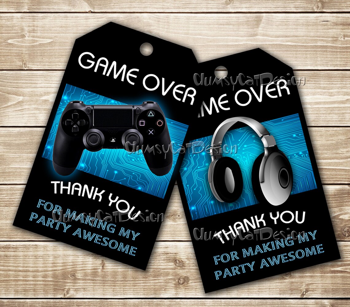Game thank you tags Video game tags Video Gamer Party Favor | Etsy