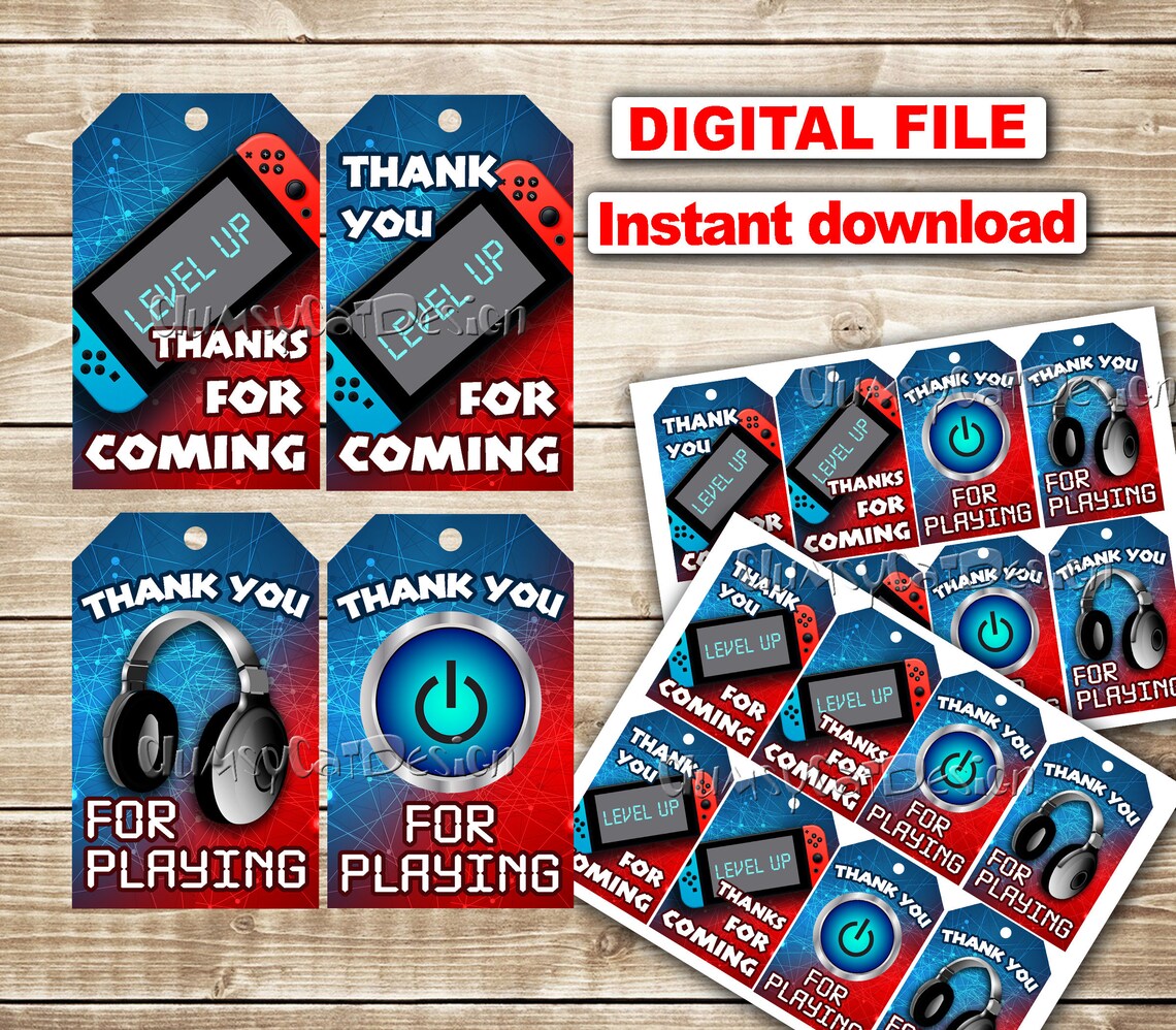 Game thank you tags Switch video game Thank you tag Switch | Etsy