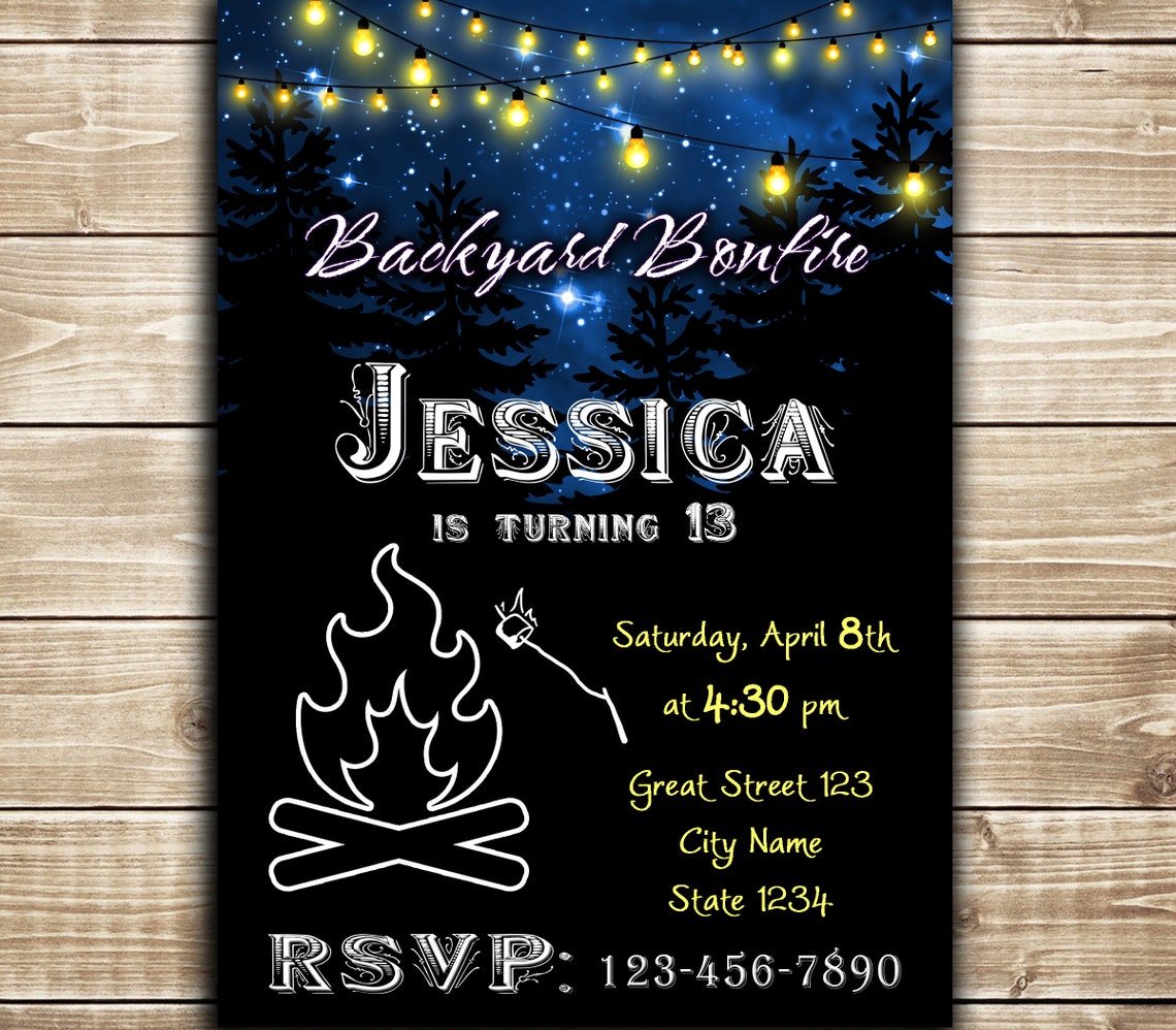 Bonfire Party Invite Bonfire invitation Bonfire Birthday | Etsy