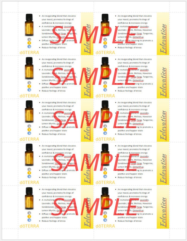 Doterra Elevation Information Card Printable Digital - Etsy Sweden