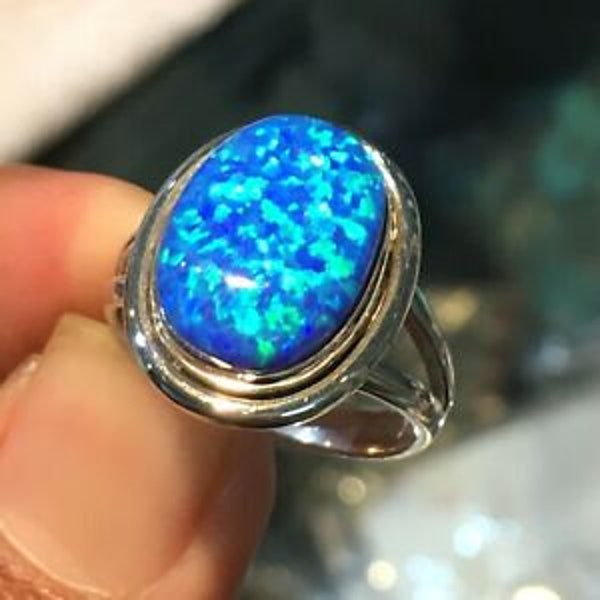 Solid Blue Fire Opal Ring - Etsy