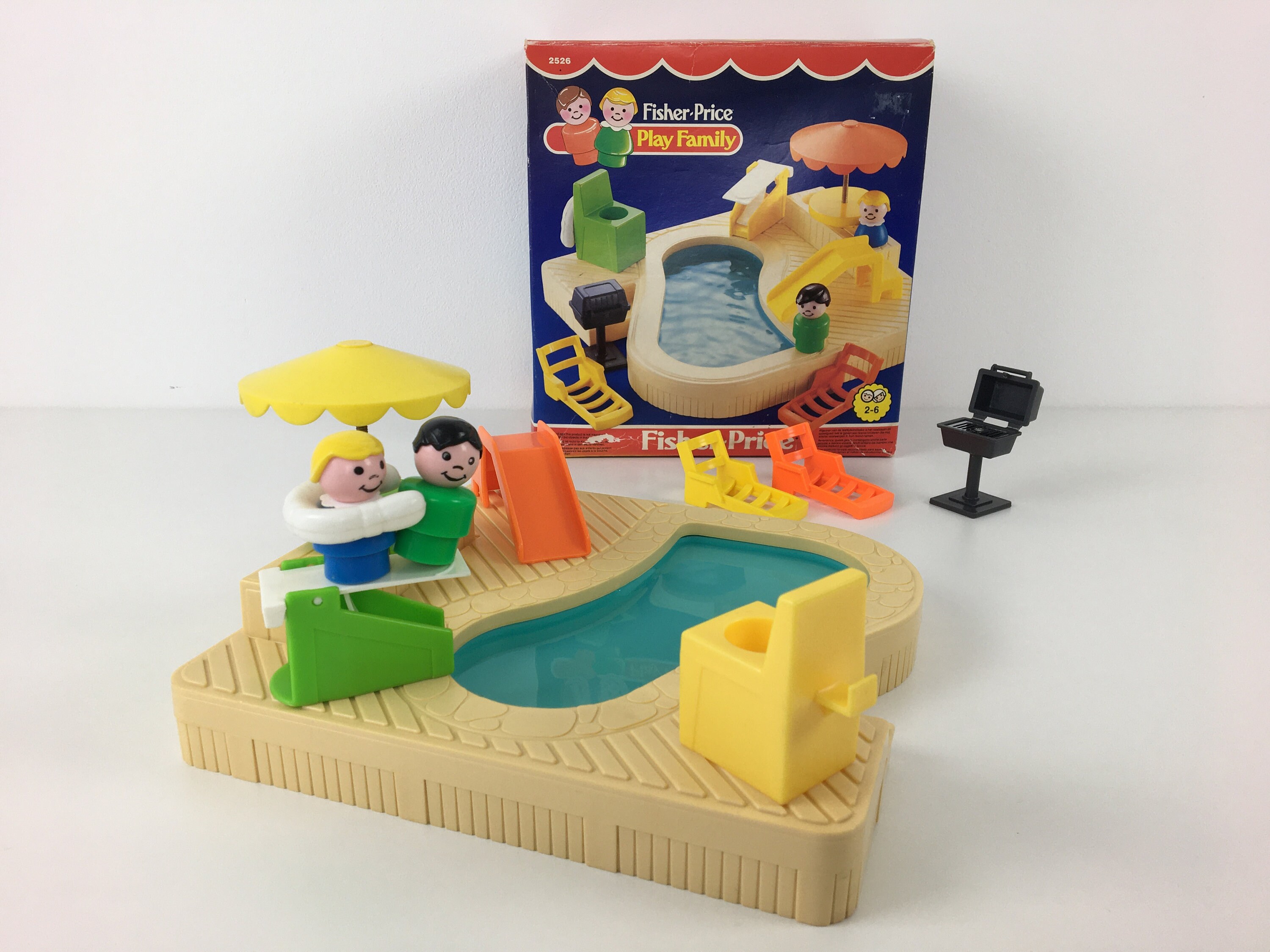 Vintage Fisher Price Little People Swimming Pool 2526 With Box, Very ...