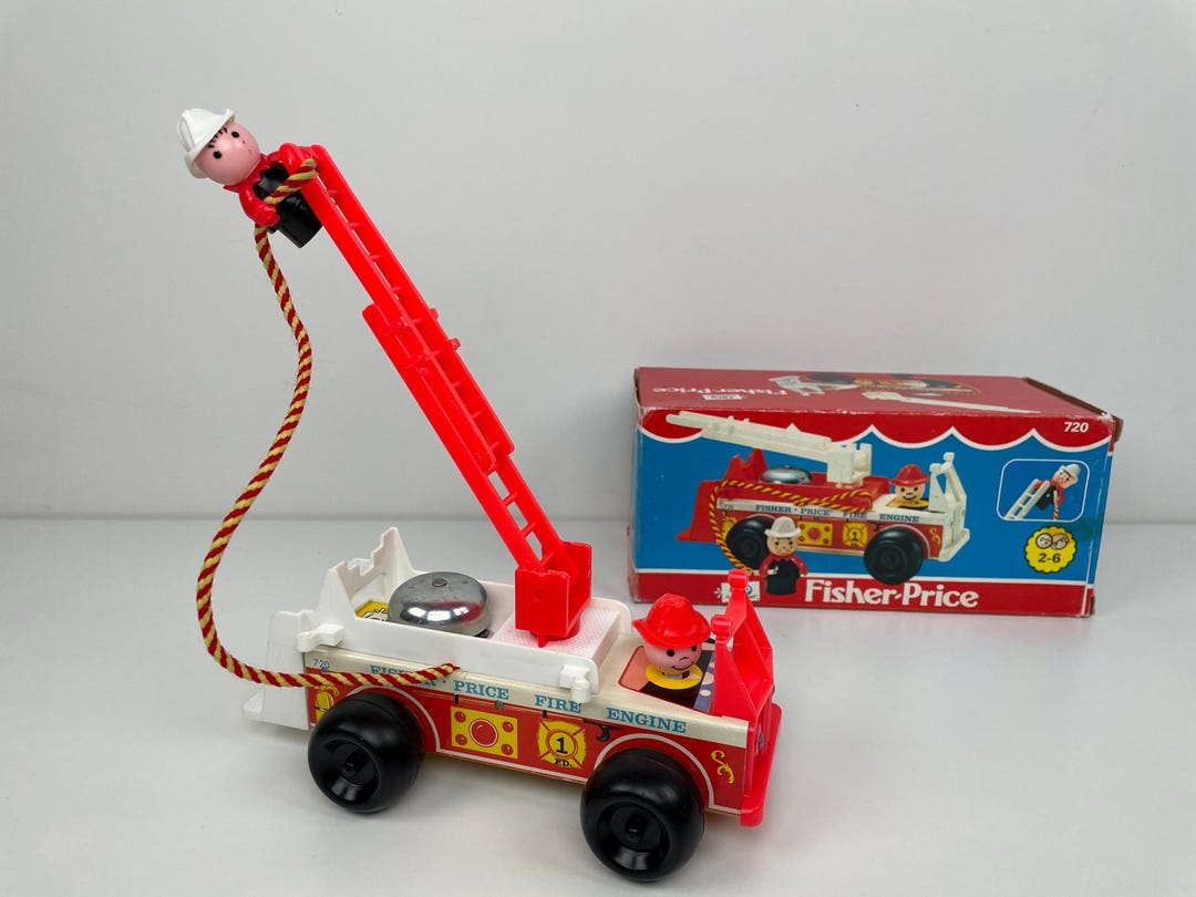 Vintage Fisher Price Play Family Fire Engine # 720 With Box, Made in ...