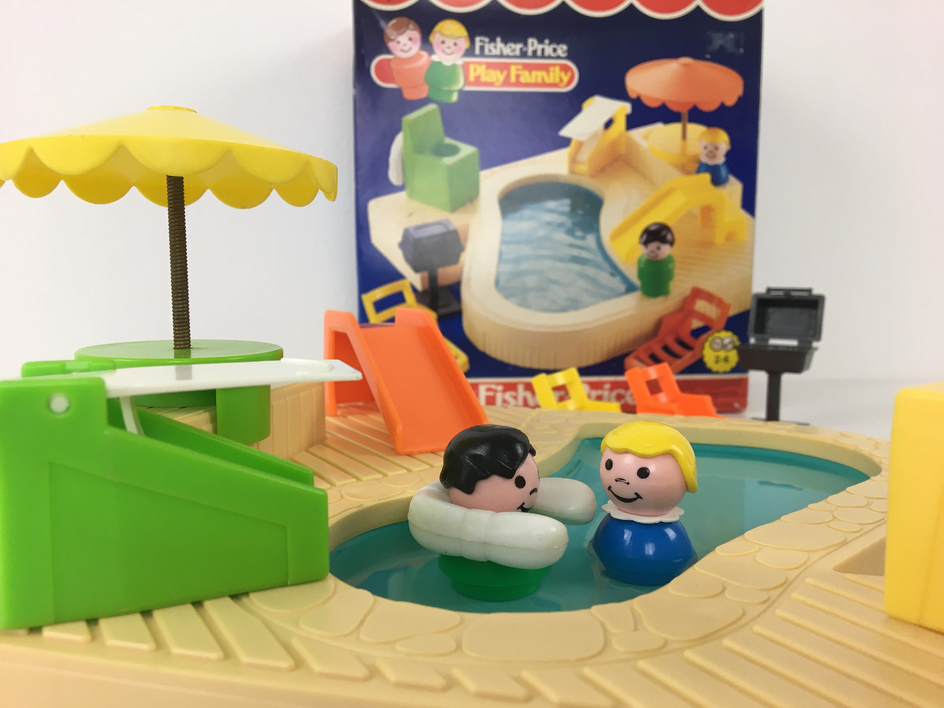 Vintage Fisher Price Little People Swimming Pool 2526 With Box, Very ...