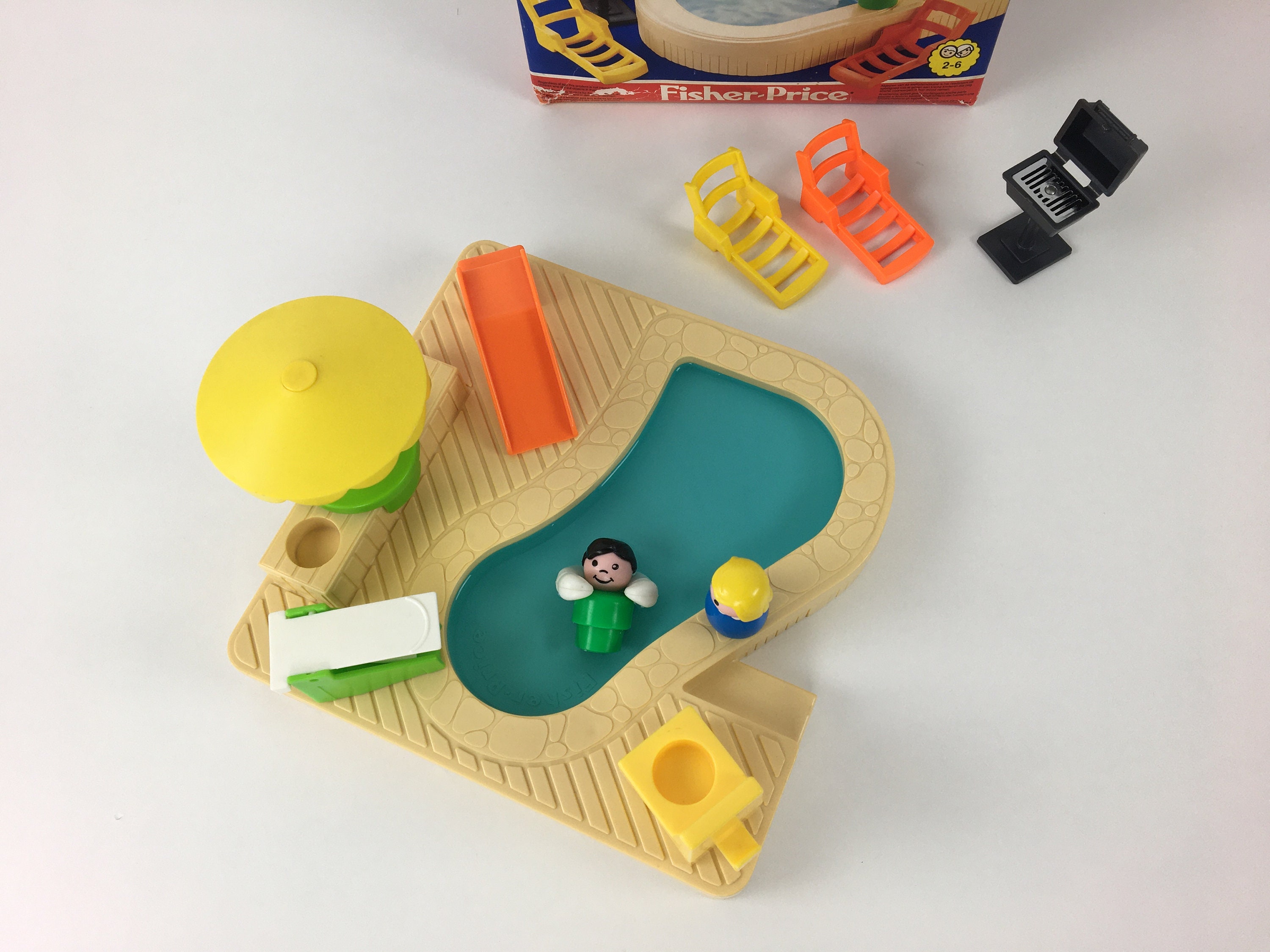 Vintage Fisher Price Little People Swimming Pool 2526 With Box, Very ...