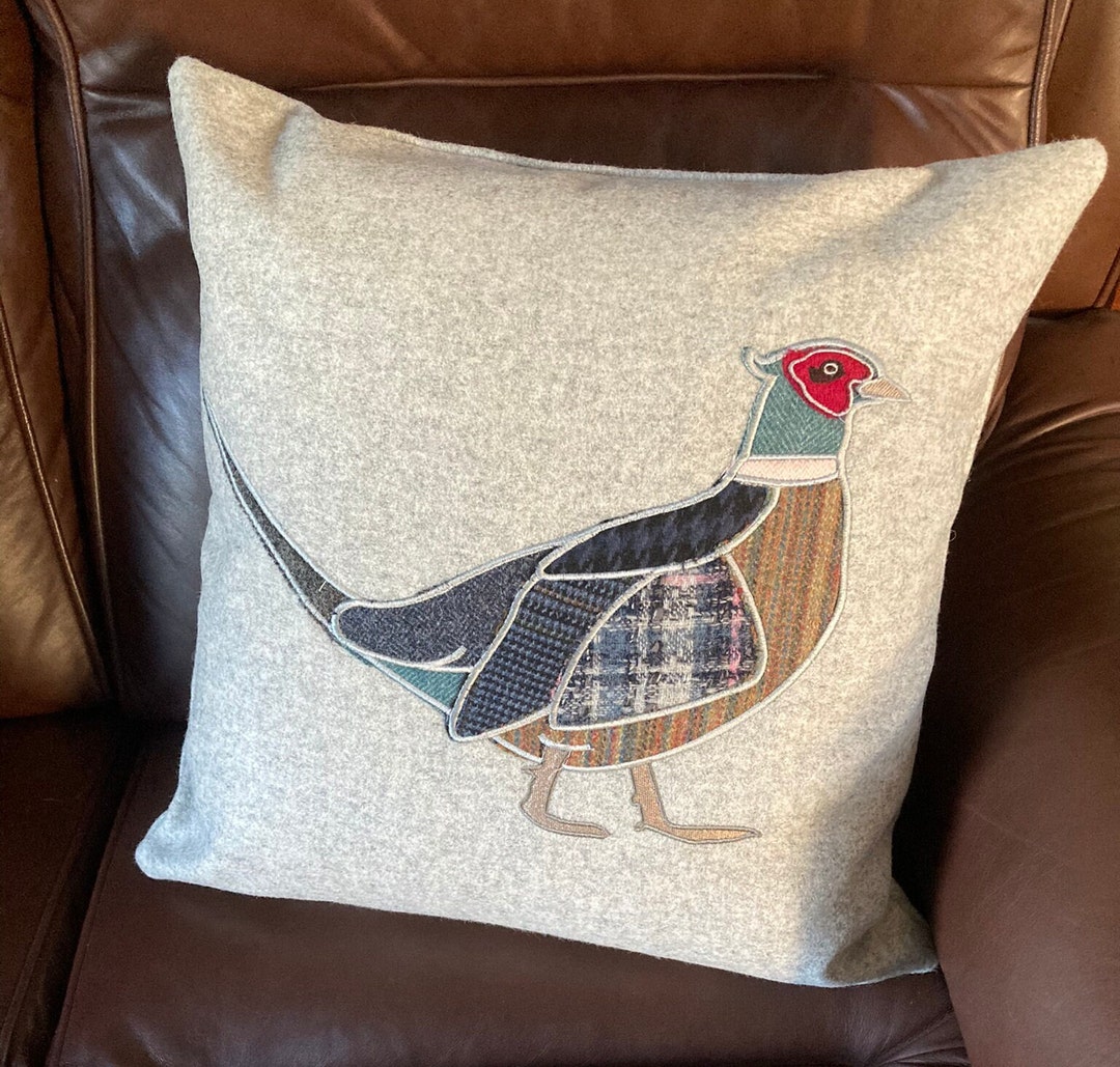 Pheasant Cushion Tweed Applique Cushion Countryside Cushion - Etsy UK