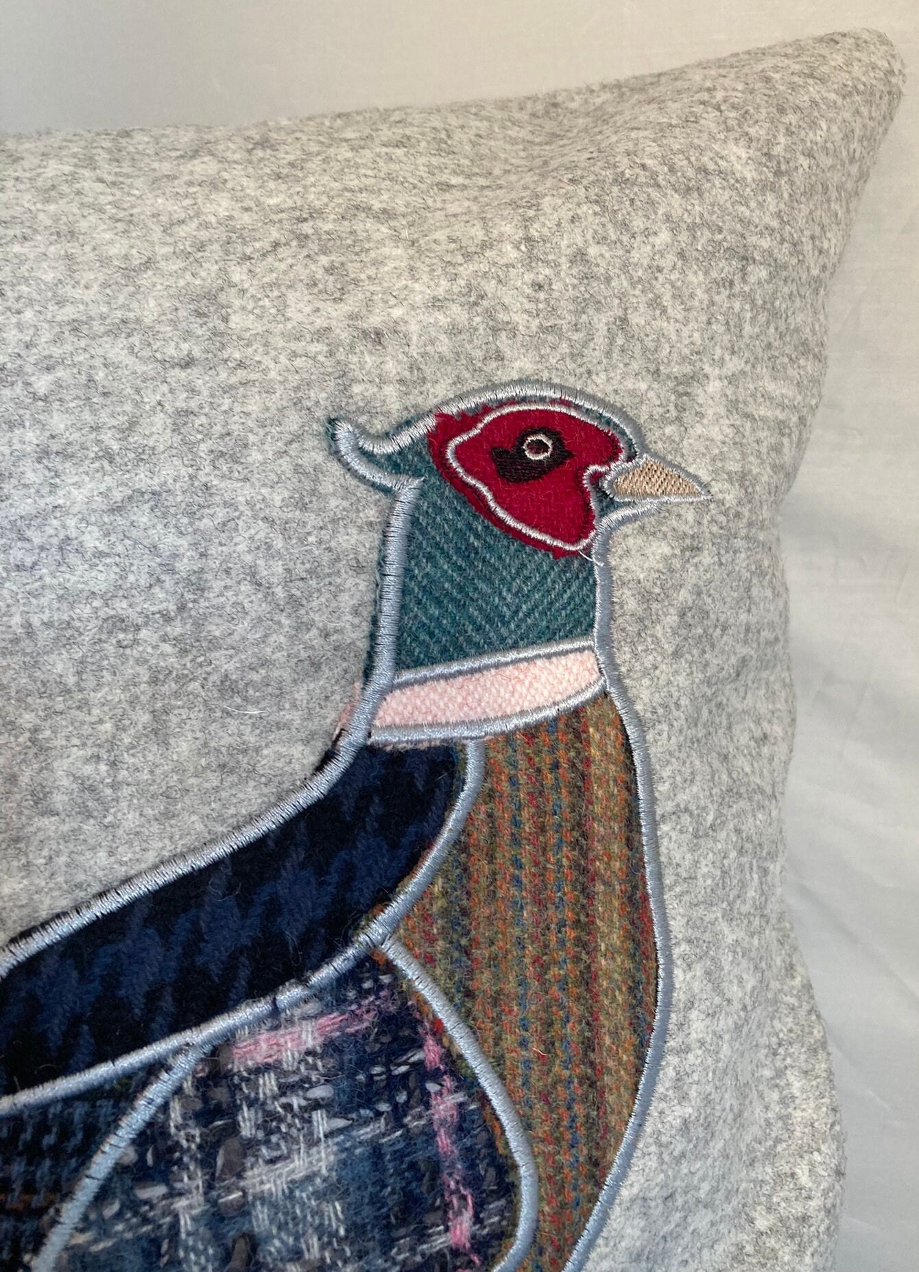 Pheasant Cushion Tweed Applique Cushion Countryside Cushion - Etsy UK
