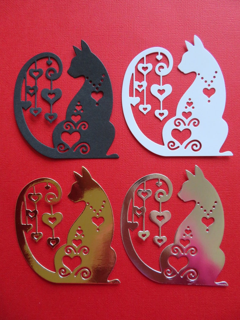 6 Fancy Hearted Cat Die Cuts - Etsy UK