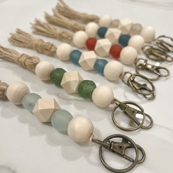 Wood Bead Keychain - Etsy