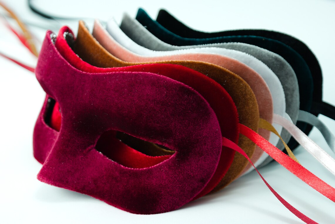 Designer Maroon Velvet Masquerade Mask. Fancy Dress Mask Ideal for ...