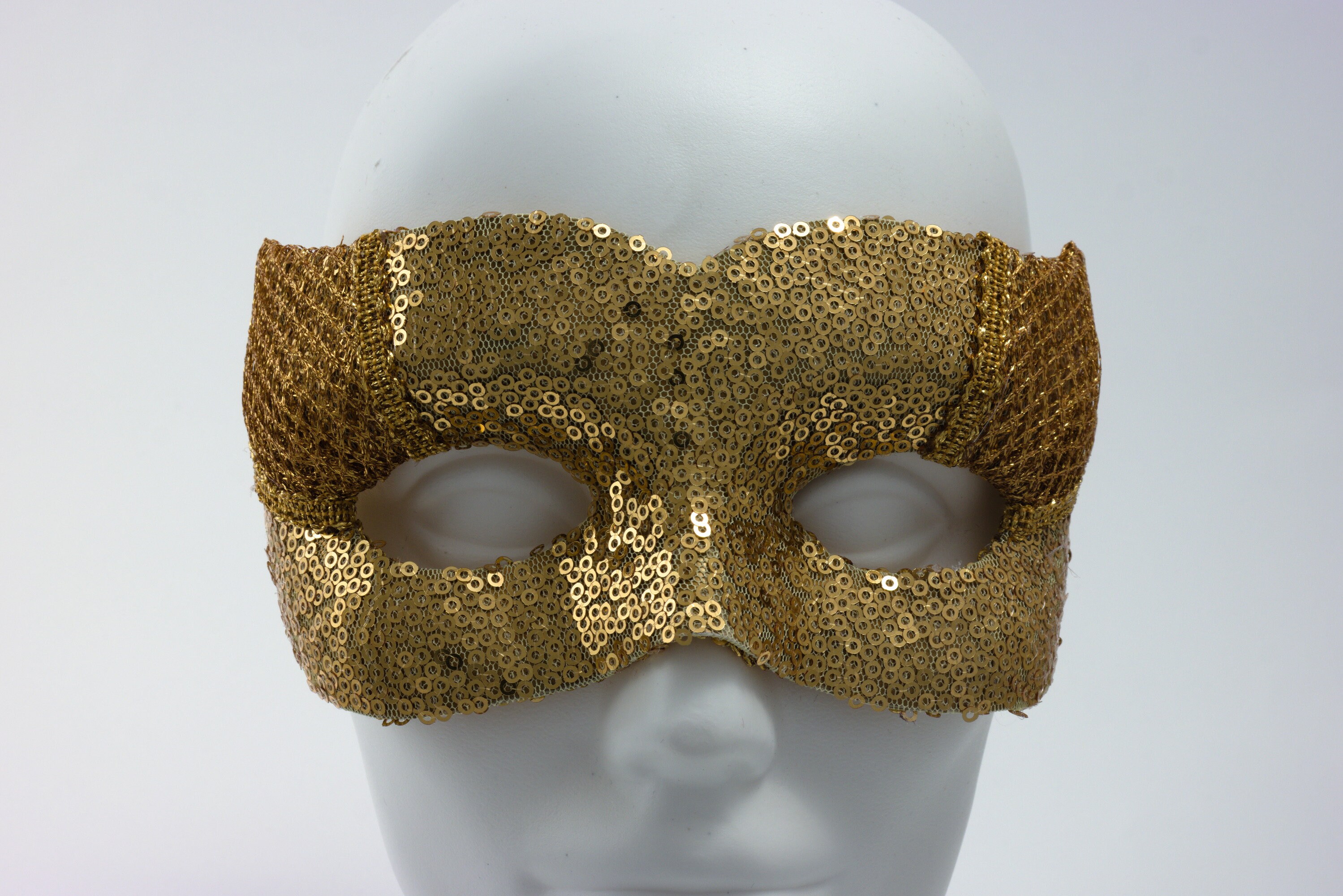 Gold Sequin Masquerade Mask With Lurex Mesh. Fancy Dress Mask Ideal for ...