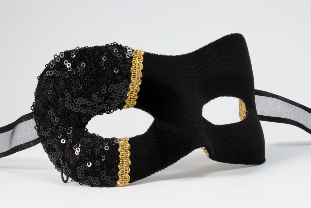 Black Valvet Masquerade Mask With Sequins. Fancy Dress Mask With ...
