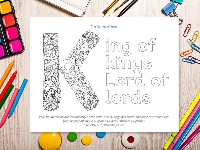 PRINTABLE Names of Jesus Coloring Pages, Sunday School, Homeschool ...
