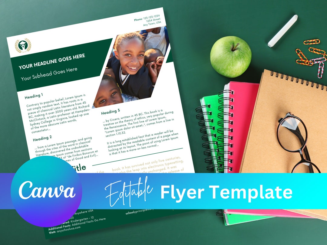 EDITABLE School Flyer, College, Preschool, Elementary School, Middle ...