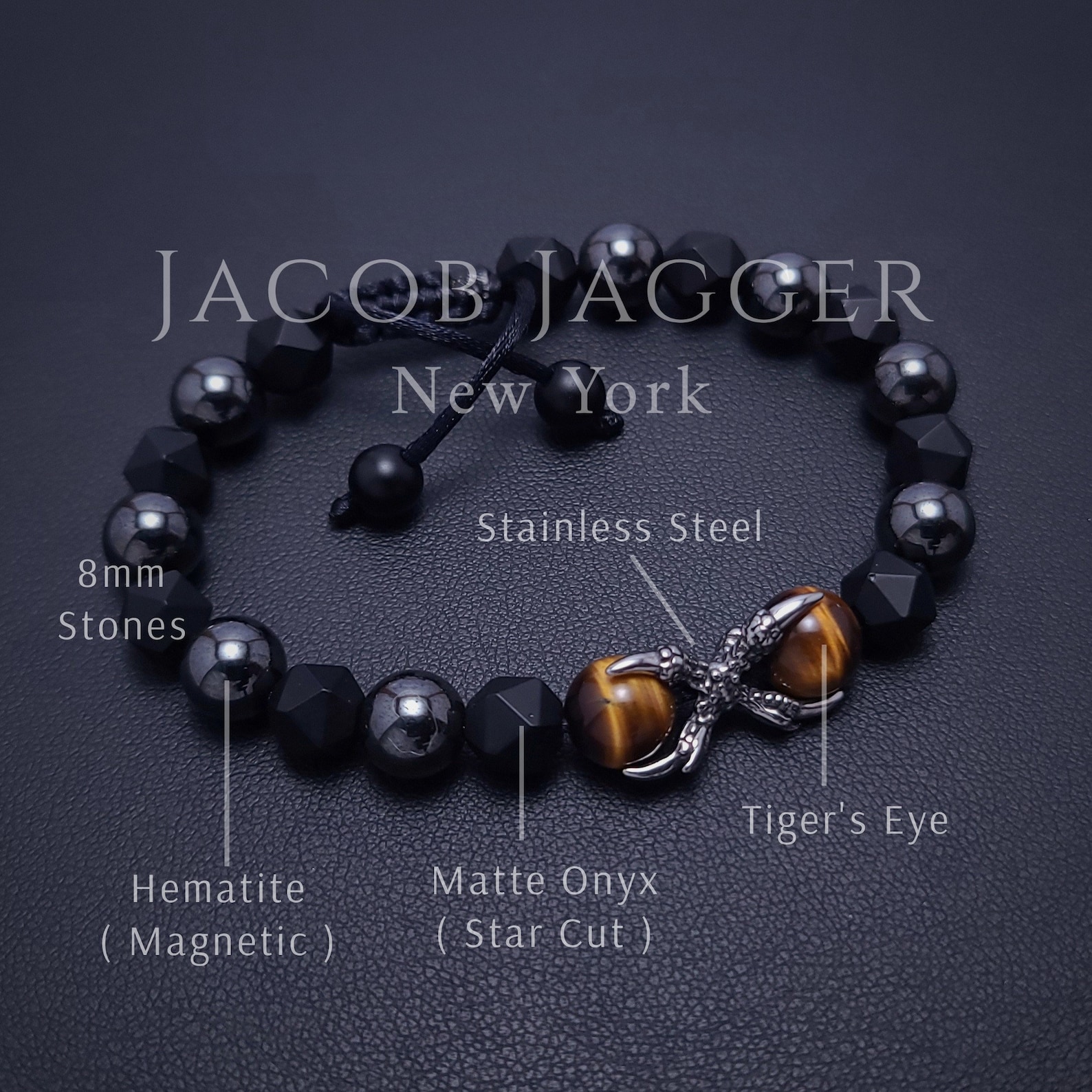 Claw of the Beast, Matte Onyx, Magnetic Hematite & Tigers Eye Bracelet ...