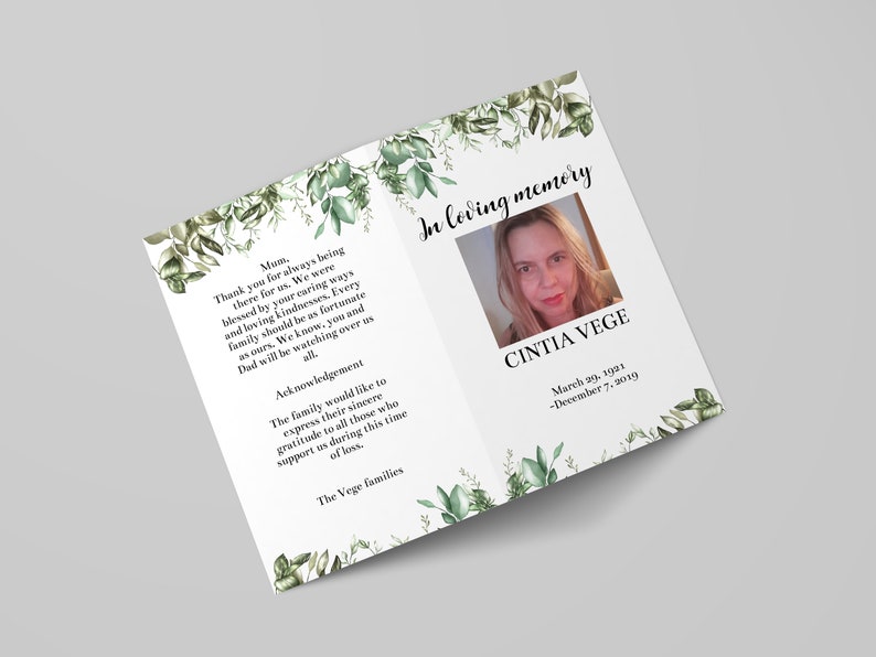 Folded Funeral Program Template Printable Funeral Program Etsy Folded Funeral Program Template Printable Funeral Program Etsy