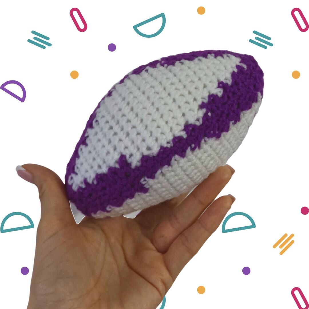 Baby Rugby Ball ... Handmade Crochet Sports Ball ... Soft Toy - With or ...