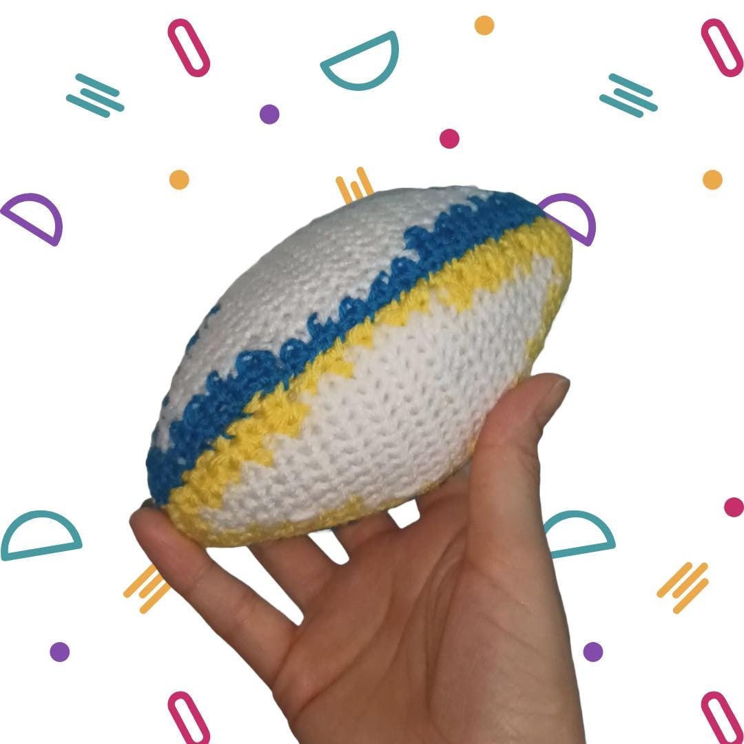 Baby Rugby Ball ... Handmade Crochet Sports Ball ... Soft Toy - With or ...