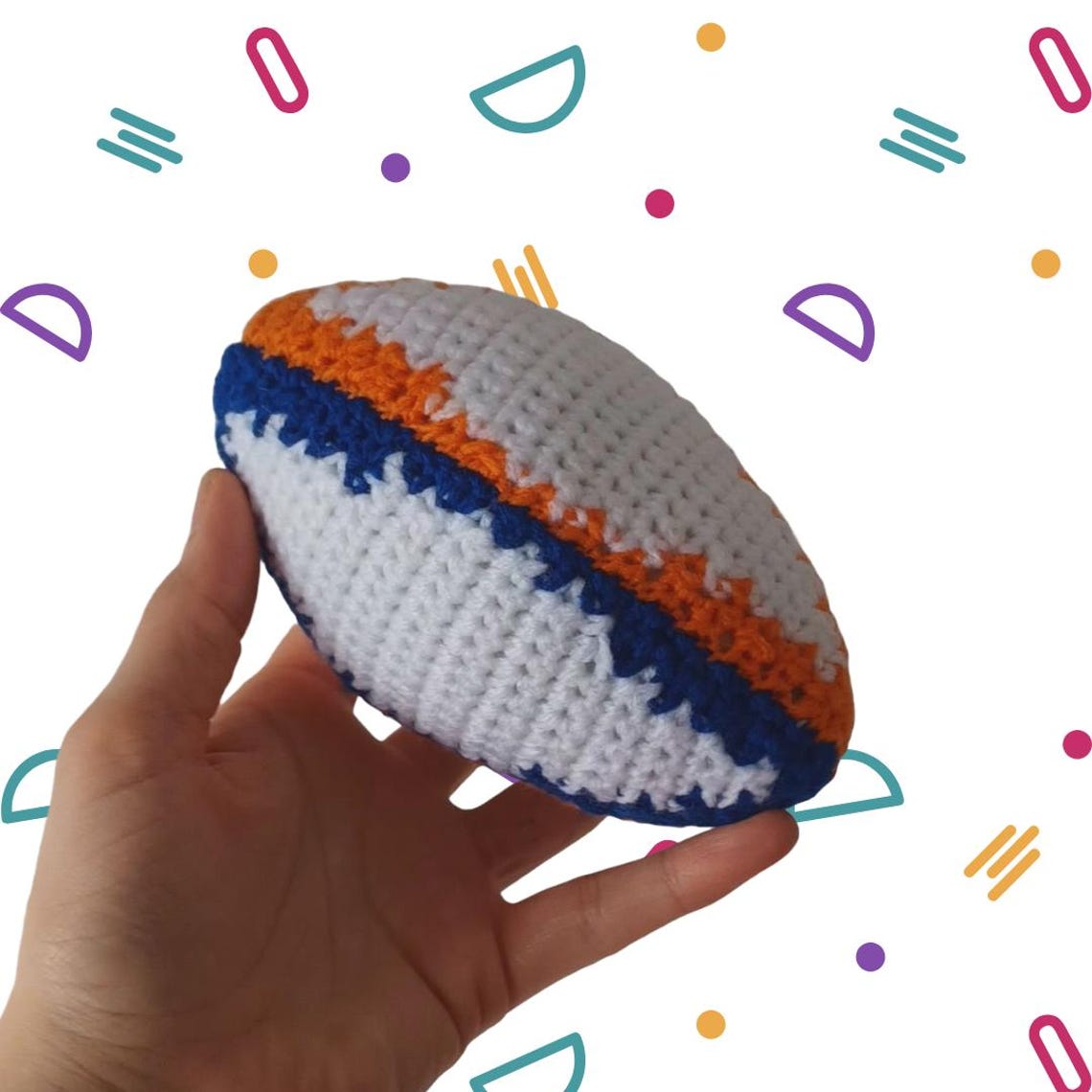 Baby Rugby Ball ... Handmade Crochet Sports Ball ... Soft Toy - With or ...