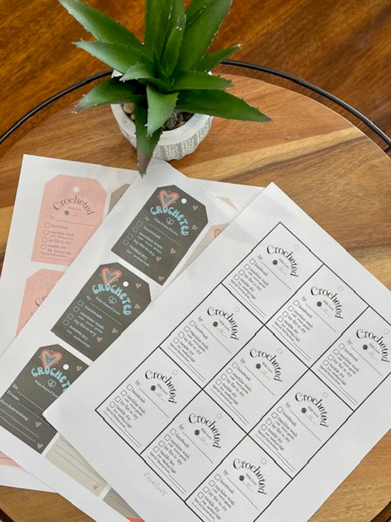 Printable Crochet Care Tag, Crochet Care Tags, Fiber Care Tags ...