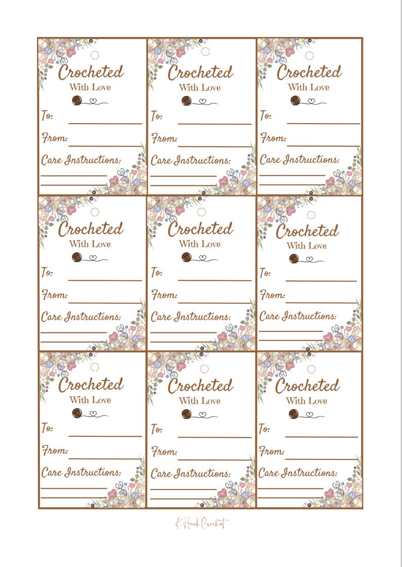 Printable Crochet Care Tag, Crochet Care Tags, Fiber Care Tags ...