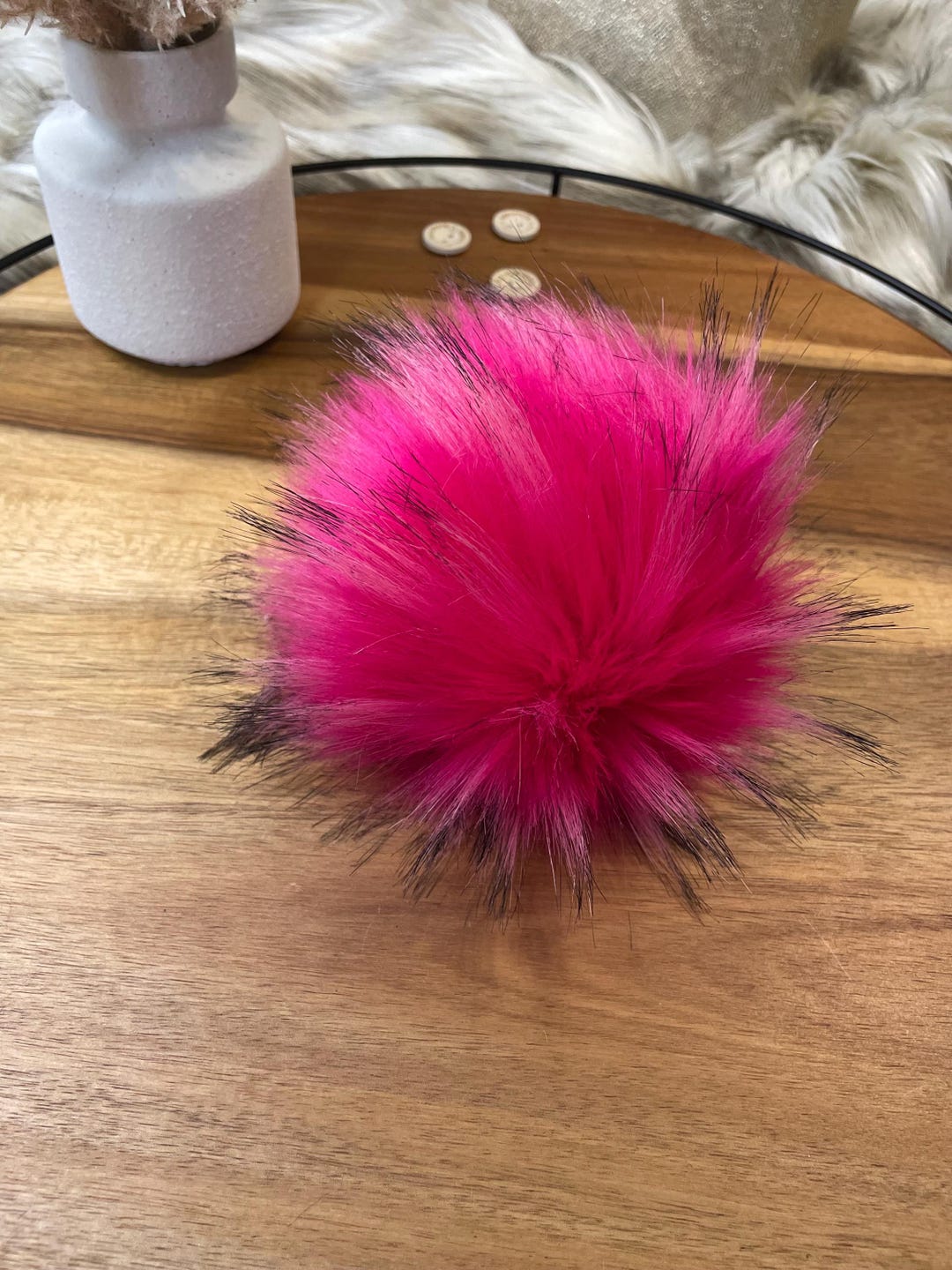 Hot Pink Faux Fur Pom Pom, Electric Pink Faux Fur Pom,bright and Bold ...