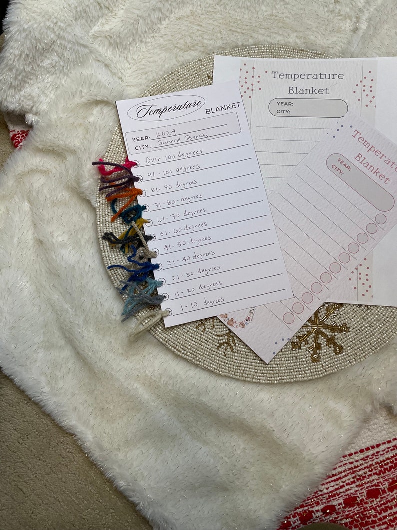Printable Temperature Blanket Color Card, Crochet Temperature Blanket ...