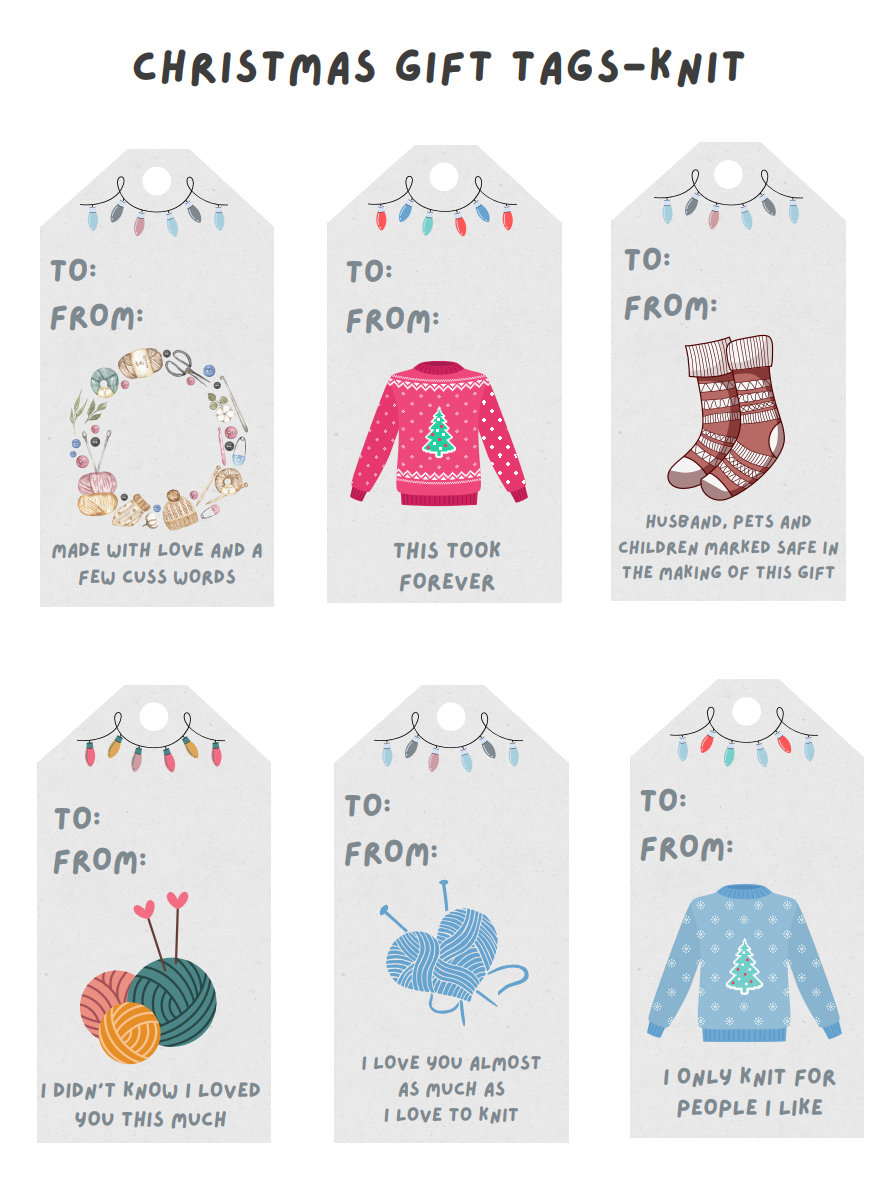Printable Crochet Gift Tag, Knit Gift Tags, Christmas Crochet Gift Tags ...