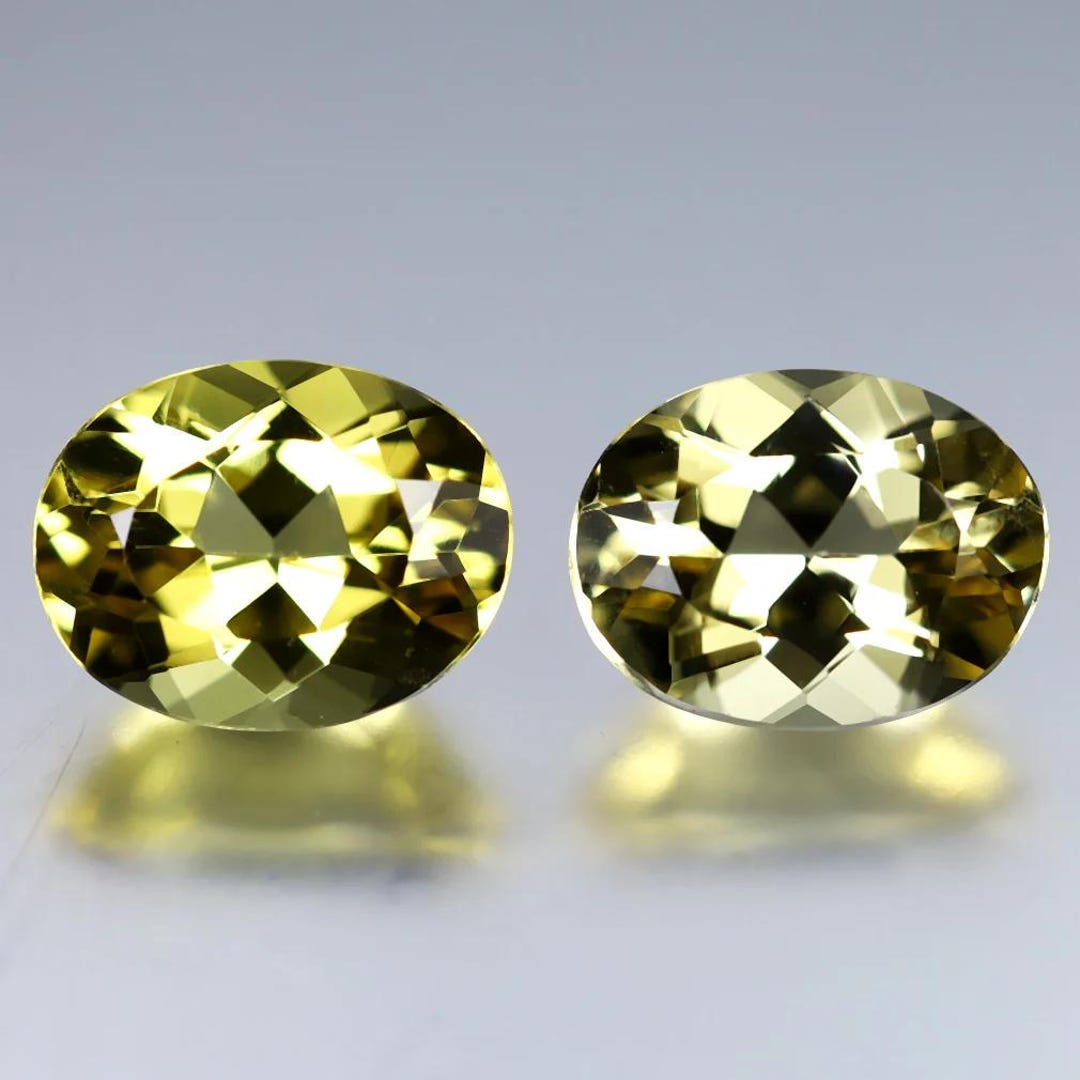 3.40 Ct (2pcs) PAIR Oval (8.96 X 7.12 Mm) Natural Yellow Heliodor Beryl ...