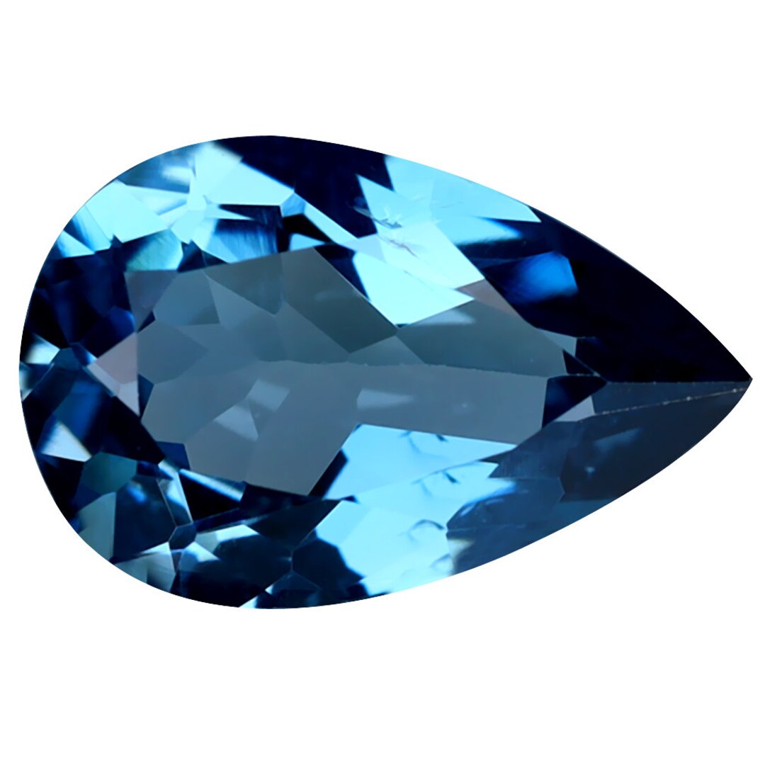 4.40 Ct Phenomenal Pear (14 X 9 Mm) Heated Brazilian London Blue Topaz ...