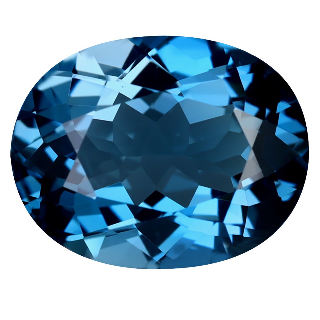 9.77 Ct Awe-inspiring Oval (15 X 12 Mm) Heated Brazilian London Blue ...