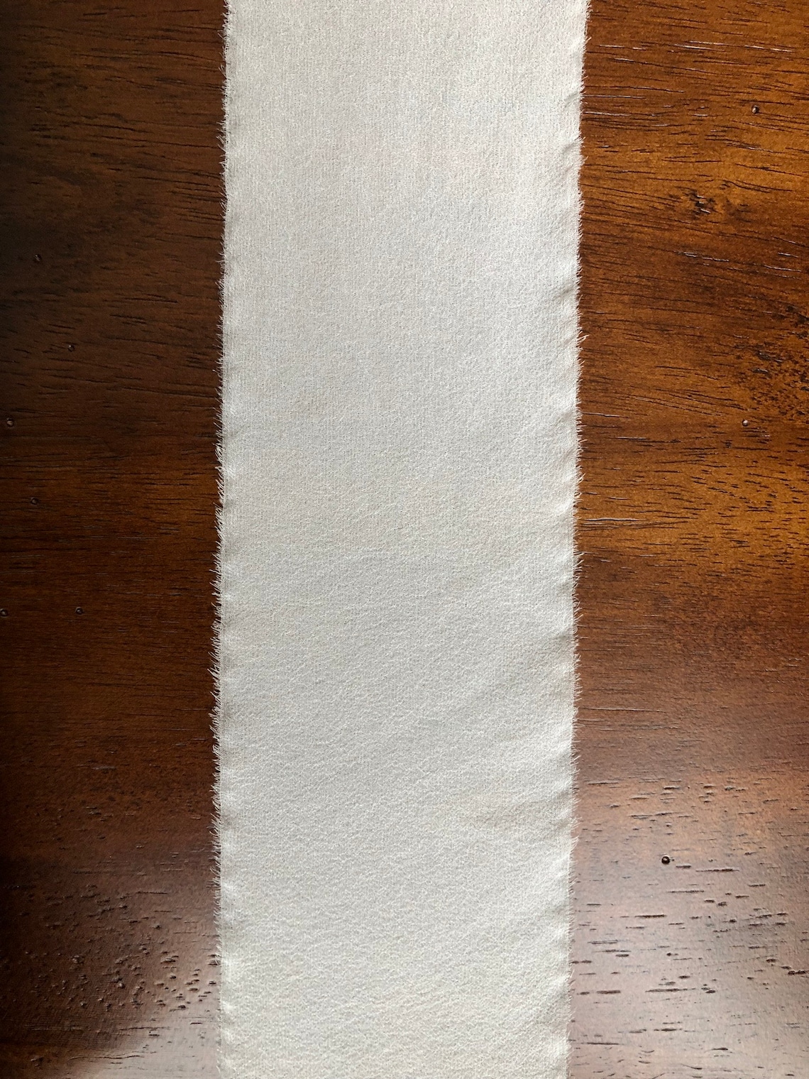 Bright White--- 100% Chiffon Silk Ribbon, Hand Frayed Edge, Hand Rolled ...