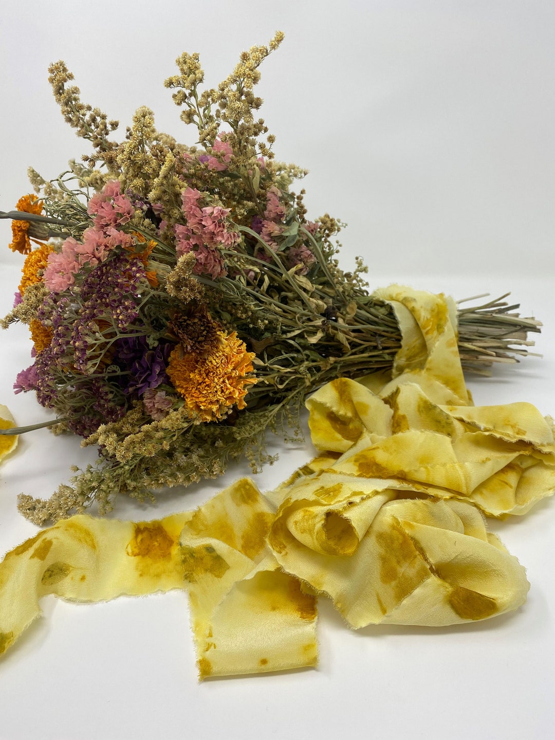 Field of Marigolds Botanical Steam Print 100% Crepe De - Etsy