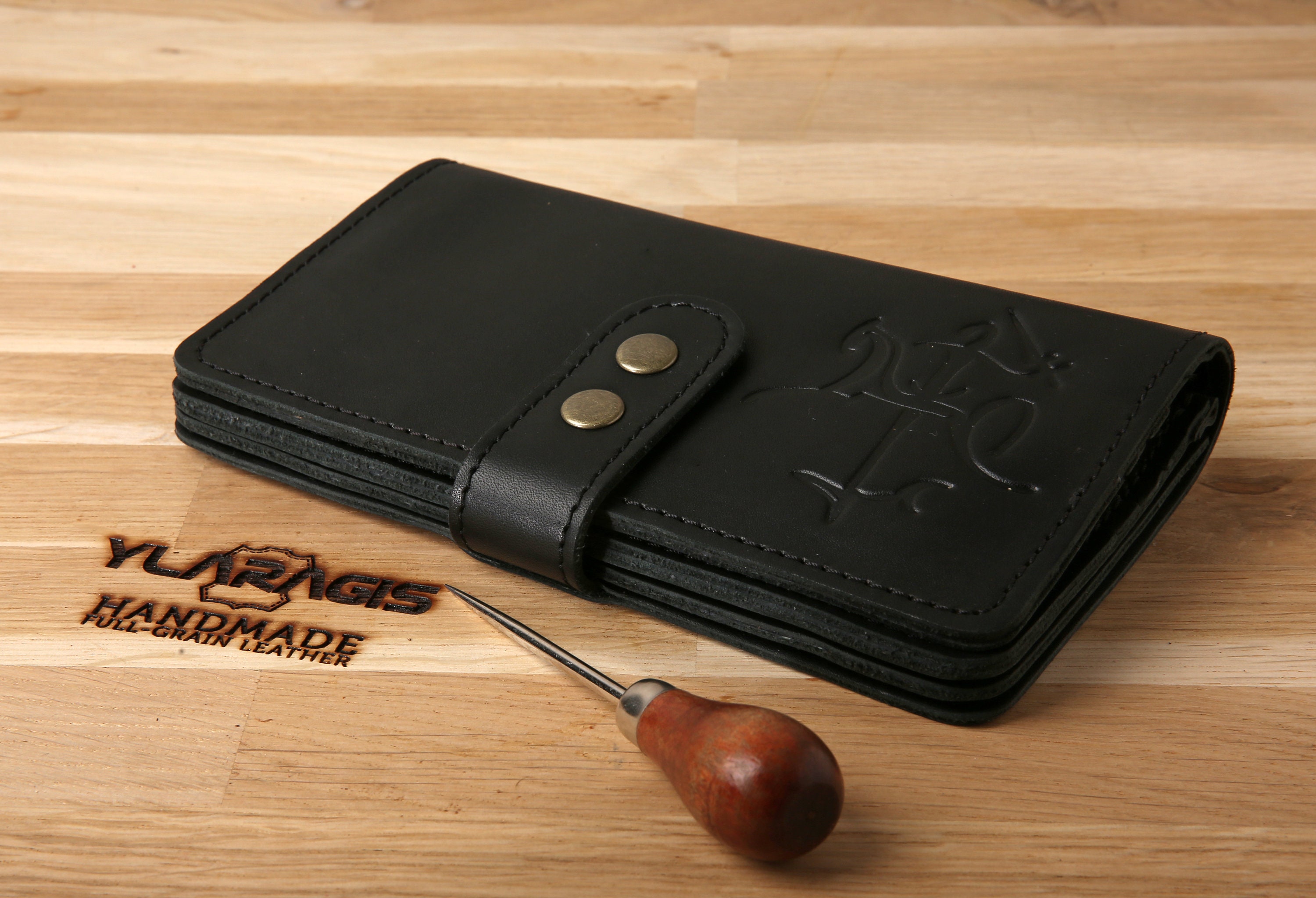 Large soft leather wallet organizer | Etsy