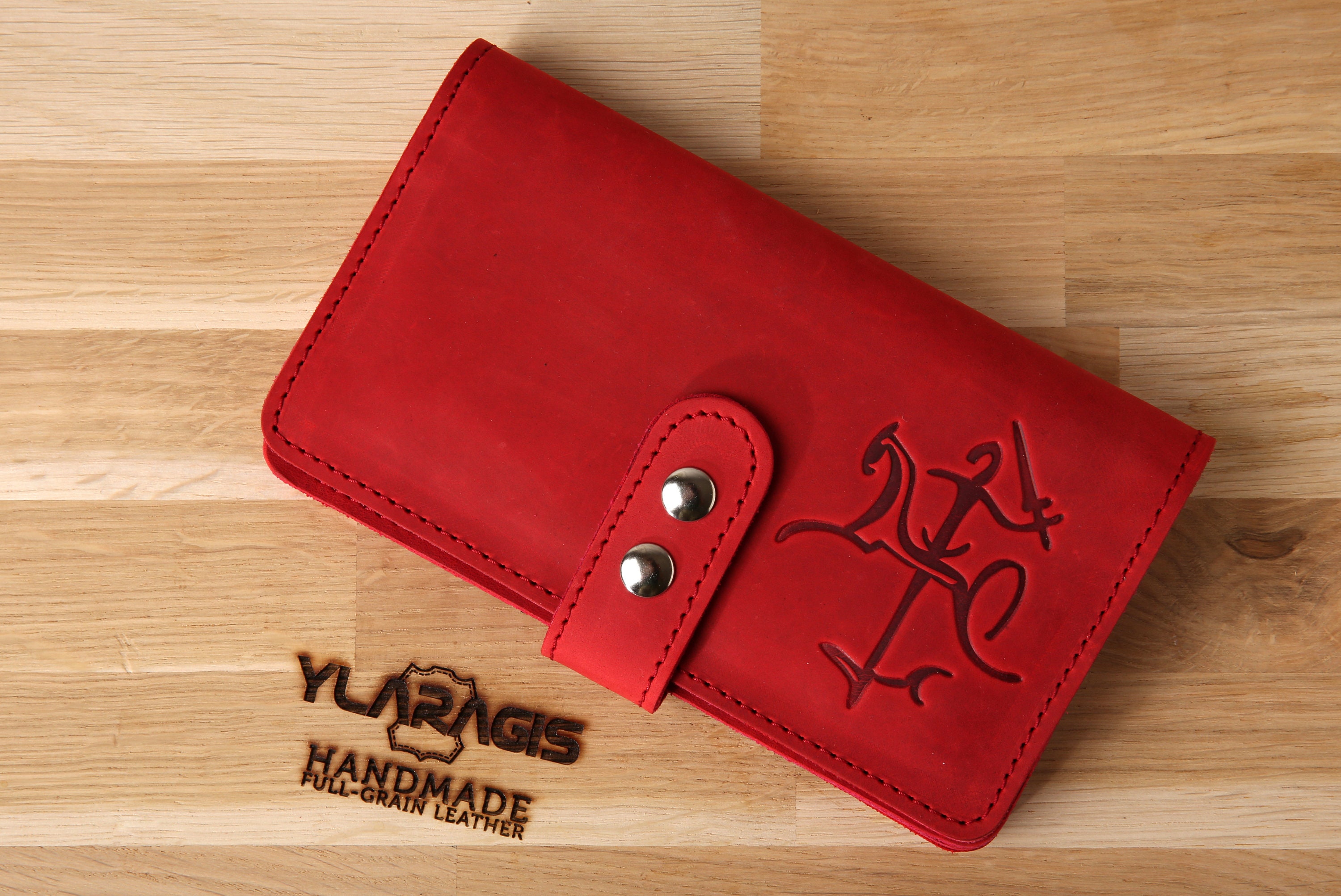 Red leather wallet Women's phone wallet Large capacity | Etsy